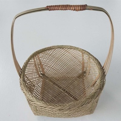 手提竹编篮子厨房小竹篮收纳筐鸡蛋果蔬蓝手工编买菜篮子家用框子