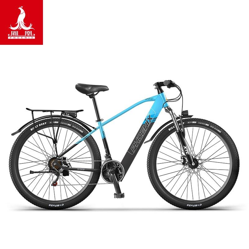 凤凰26寸锂电电动自行车新国标女男双碟刹48V400W电动山地车