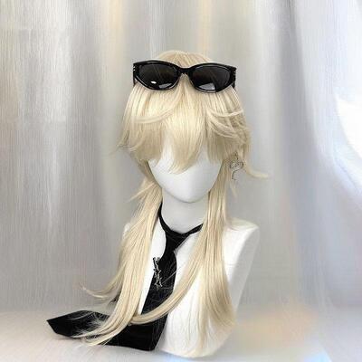 ch瓷爹cos假发拟人美利坚鲻鱼白金色水母狼尾头二次元cos狼尾全