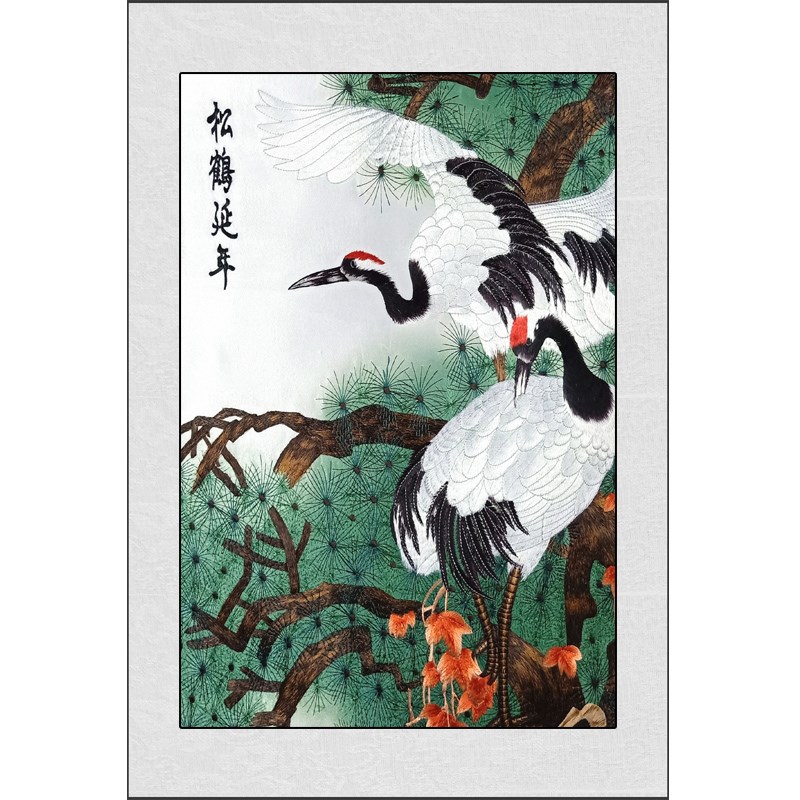天明刺绣 精品湘绣刺绣苏绣成品挂画客厅装饰画祝寿礼品 松鹤延年