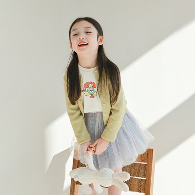 utouto大耳象女童爱心星星网纱半裙2024春季新款儿童洋气小裙子