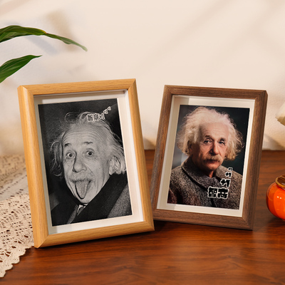 爱因斯坦书法摆件艺术装饰书房办公电脑桌面相框摆台小众挂画礼品