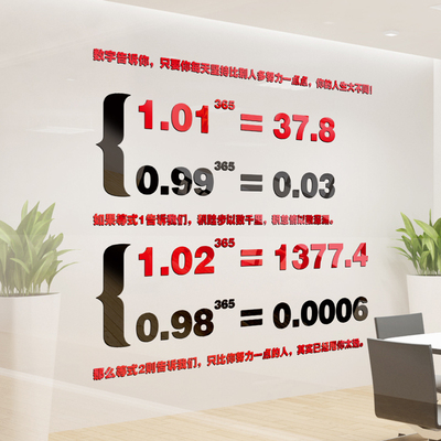 创意励志数字等式标语办公室墙面布置d立体墙装饰画自粘