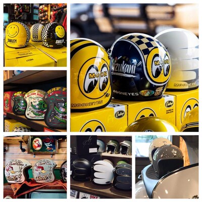 台湾Gallop Mooneyes芬克鼠笑脸大眼睛头盔电动踏板摩托车3/4半盔