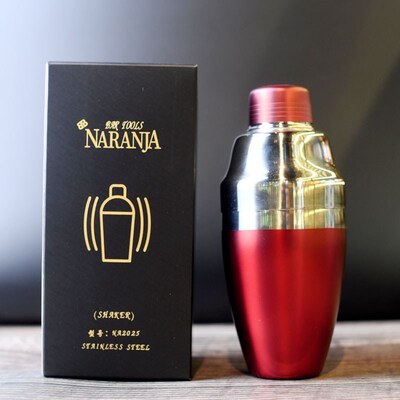 naranja调酒器三段不锈钢摇酒壶雪克壶摇酒器调酒壶蚀刻做旧摇壶