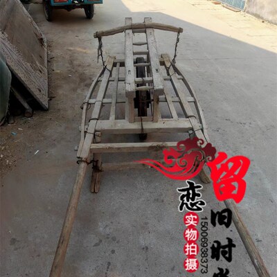民俗怀旧老物件农村小推车木轮平板车牛头小推车孔明车古镇景区展