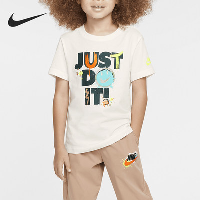 Nike/耐克正品休闲小童圆领透气印花针织短袖T恤HQ7908-133