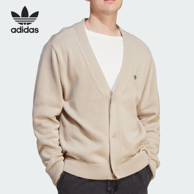 Adidas/阿迪达斯官方正品三叶草男子宽松V领针织运动开衫IM4649