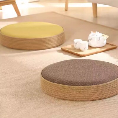 日式蒲团坐垫亚麻布艺加厚打坐禅修垫飘窗跪垫榻榻米垫子厂家