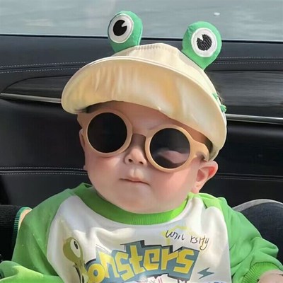 婴儿遮阳帽夏季防晒男女宝宝空顶透气可爱青蛙超萌凉帽纯棉可调节
