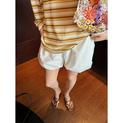 【ALONESAVOR】龍喜儿Ioo%棉抽绳花苞短裤女活力微褶花苞裤Z247