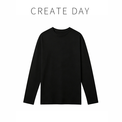 CREATE DAY 软糯0压桑蚕丝 修身亲肤row风奶皮百搭打底长袖T恤