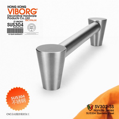 VIBORG 实心304不锈钢厨柜拉手 衣柜抽屉家具把手抽手拉丝SV302