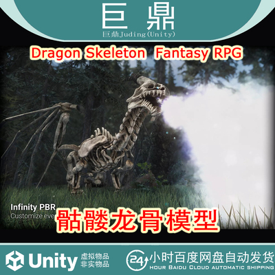 Unity Dragon Skeleton  Fantasy RPG 4.0骷髅龙骨模型