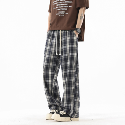 MMLG MCQ美式复古黑白格子裤子男女秋季薄款直筒宽松阔腿休闲长裤