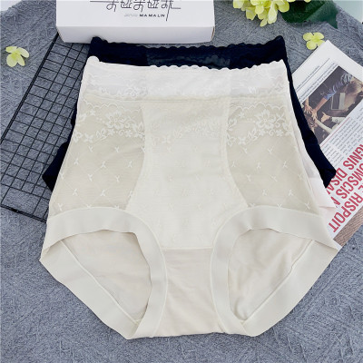 米娅林67203三条装微收腹提臀中高腰性感蕾丝内裤透气无痕三角裤
