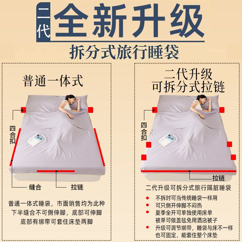 住酒店旅行隔脏睡袋一体式床单被套便携式外出一次性枕套被罩出差