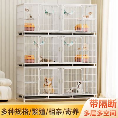 狗笼子带隔断繁殖笼中小型犬狗笼猫笼双层笼三层宠物店寄养专用笼
