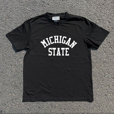 王友兵工作室重量级260g!密歇根州立大学覆古学院风特别宽松短袖t
