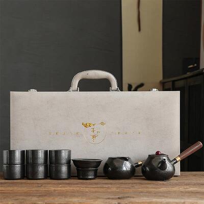 景德镇建盏功夫茶具套组家用办公泡茶壶盖碗茶杯轻奢高档中式陶瓷