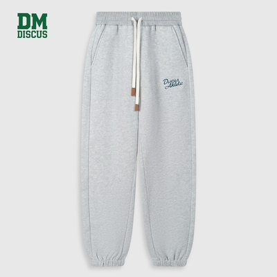 DISCUS 2025冬季女款休闲裤刺绣LOGO束脚长裤松紧高腰保暖运动裤