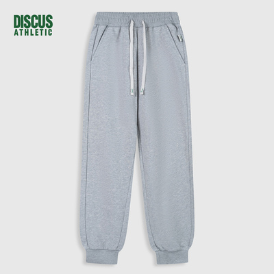 DISCUS2025冬季女款休闲卫裤抓绒厚实刺绣工艺束脚长裤运动裤