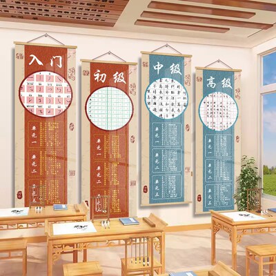 硬笔书法教室布置装饰挂图培训构墙面壁画名家介绍海报