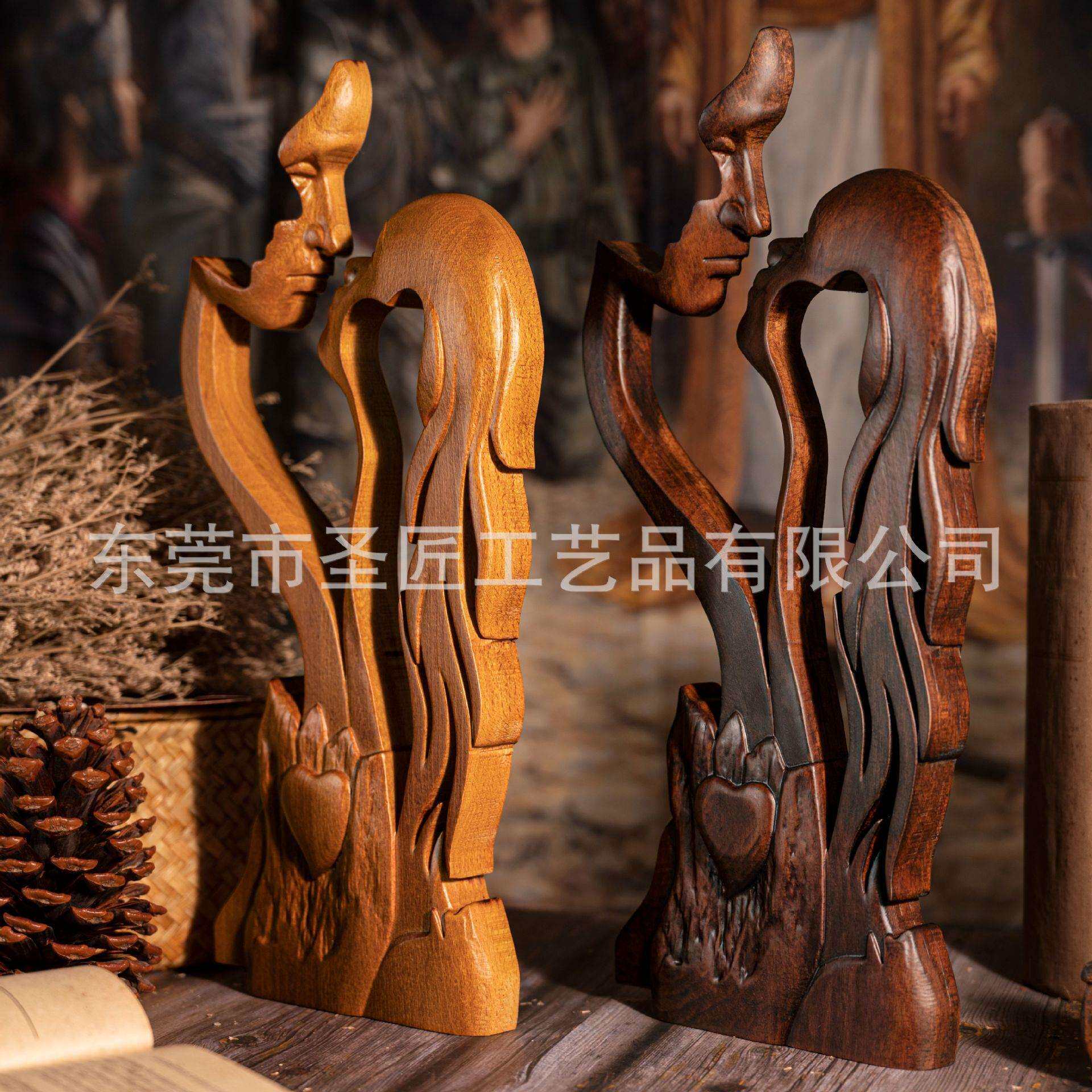 亚马逊BGW0095爱恒木摆木件实雕永刻艺术型收藏品客厅桌面装饰造