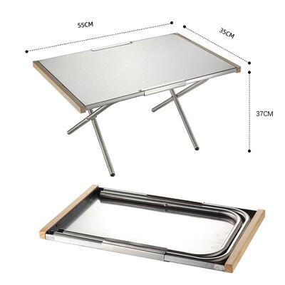 户外便携不烧锈钢休外野餐烤桌子露营桌75813折户叠桌闲小钢桌