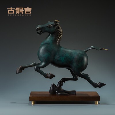 古铜官马踏飞燕铜奔马客厅玄关电视柜办公桌装饰工艺品艺术品