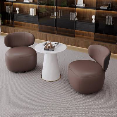 意式客厅阳台可旋转单人沙发椅民宿酒店会所商务洽谈接待休闲桌椅