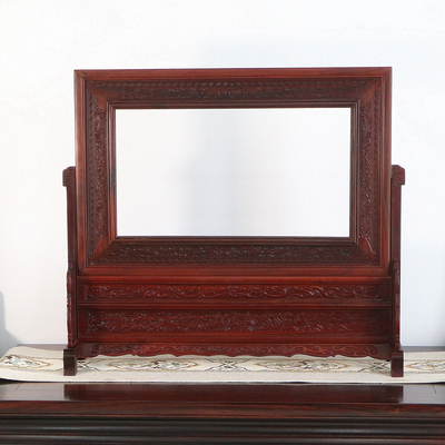 镜框 东瓶西镜  红木雕横款插屏实木屏风红酸枝木雕台屏框架
