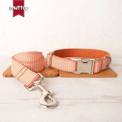 MUTTCO厂家现货格子套装宠物项圈牵引带套装大中小犬脖套 UDC-105