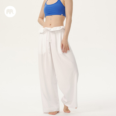 omshan·纯棉日常花苞系带宽松直筒裤 冥想修炼舒适气质瑜伽长裤