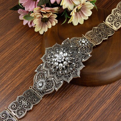 Sunspicems Gold Silver Color Moroccan Caftan Belt For Women