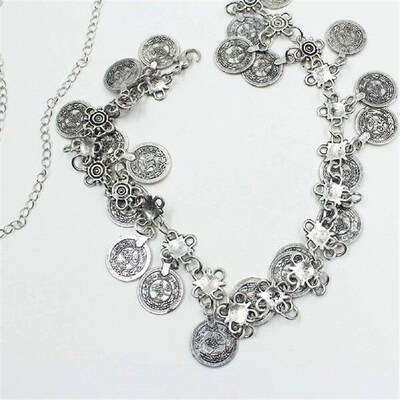 Women Layered Waist Chain Women Vintage Coin Tassel Waist