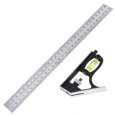 Square Ruler Set Kit 300mm 12inch Adjustable Engineers