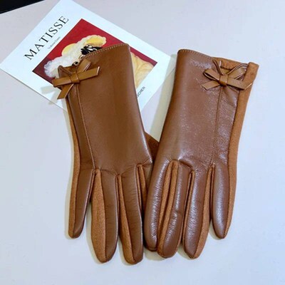 Womens Winter PU Leather Gloves Touchscreen Texting Warm Dri