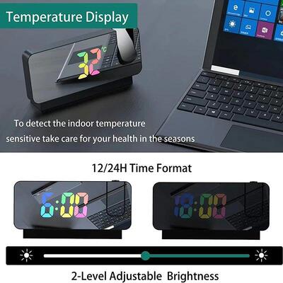 Projection Alarm Clock Desk Clock with Large Color LED Displ