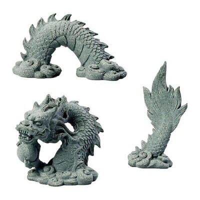 Dragon Statue Set Miniature Hand Carved Tea Pet for Living