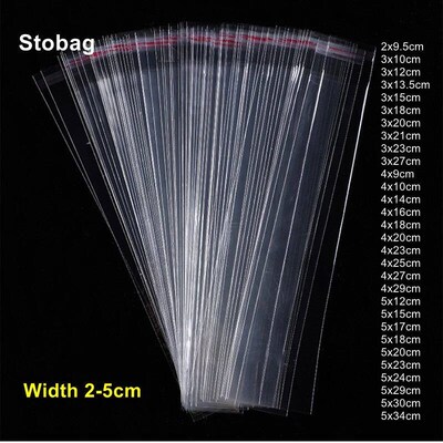 StoBag 200pcs Cellophane Self-adhesive Bag Transparent Long