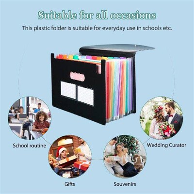 A4 Accordion Folder with Colored Tabs Expandable Filing Box