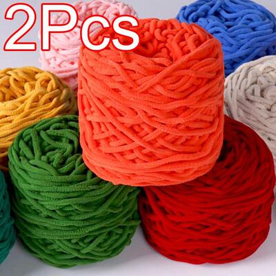 2Pcs Hand Knitting Thin Velvet yarn Crocheting Chenille yarn