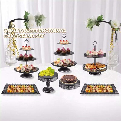 Black cake stand, dessert table display set metal cupcake s