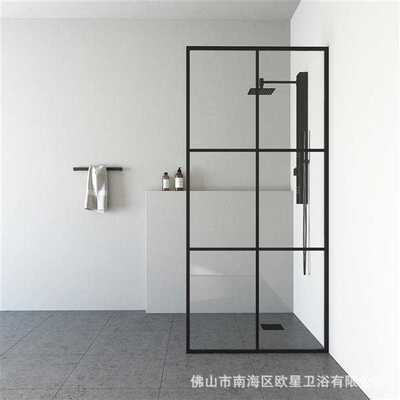 出口赤道几内亚淋浴房一字型淋浴隔断哑黑玻璃屏风shower stalls
