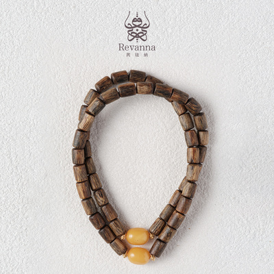 Revanna沉香随形 DIY  蜜蜡双圈手串  【蜜裹霞】