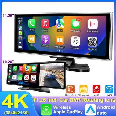 10/11.26 inch Dash Cam 4K Car DVR Wireless Carplay & Android