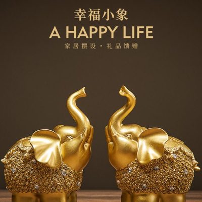 招财大象摆件电视柜酒柜玄关客厅办公室桌面轻奢装饰时尚商务礼物