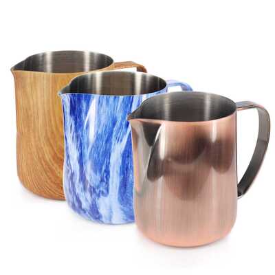厂家直销 水转印304不锈钢尖嘴拉花杯 奶杯 咖啡器具milk pitcher