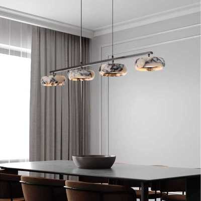 现代简约餐厅灯吊灯透光大理石现代高级感饭桌厨房岛吧台一字吊灯